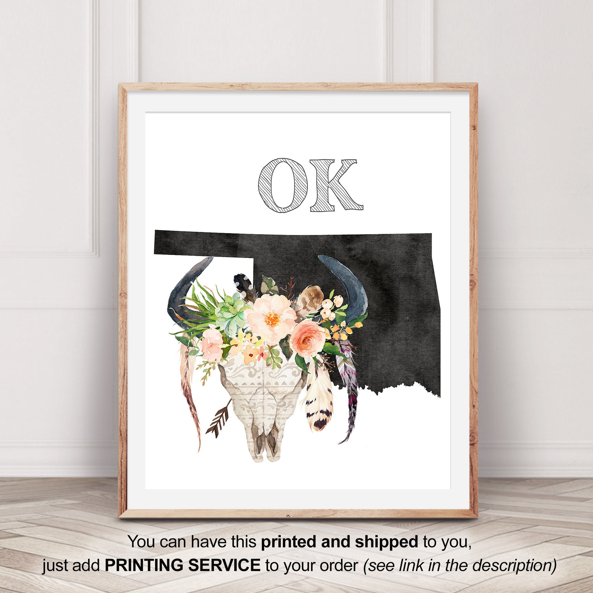 Oklahoma State Wall Art American State Home Decor Oklahoma | Etsy