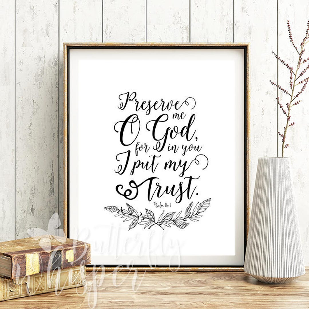 Psalm 16:1, Christian Wall Art Scripture Print, Nursery Bible Verse ...