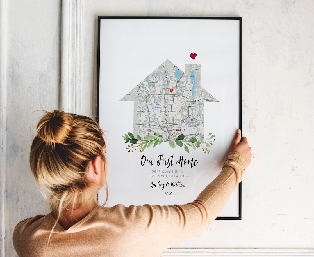 New Home Gift, Housewarming Gift for Couple, New House Map, First Home ...