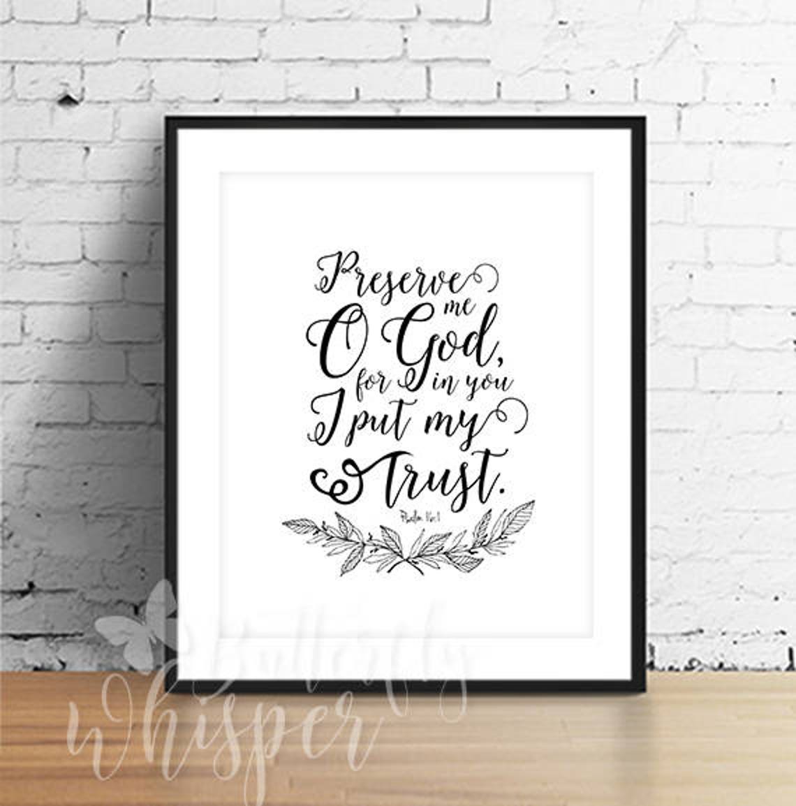 Psalm 16:1 Christian Wall Art Scripture Print Nursery Bible - Etsy