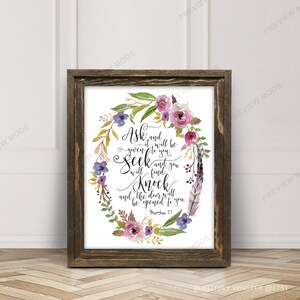 Ask and It Will Be Given to You, Bible Verse Wall Art Print, Matthew 7 ...
