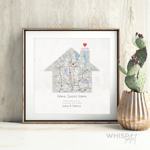 Personalized New Home Gift, Housewarming Gift for Couple, New House Map ...