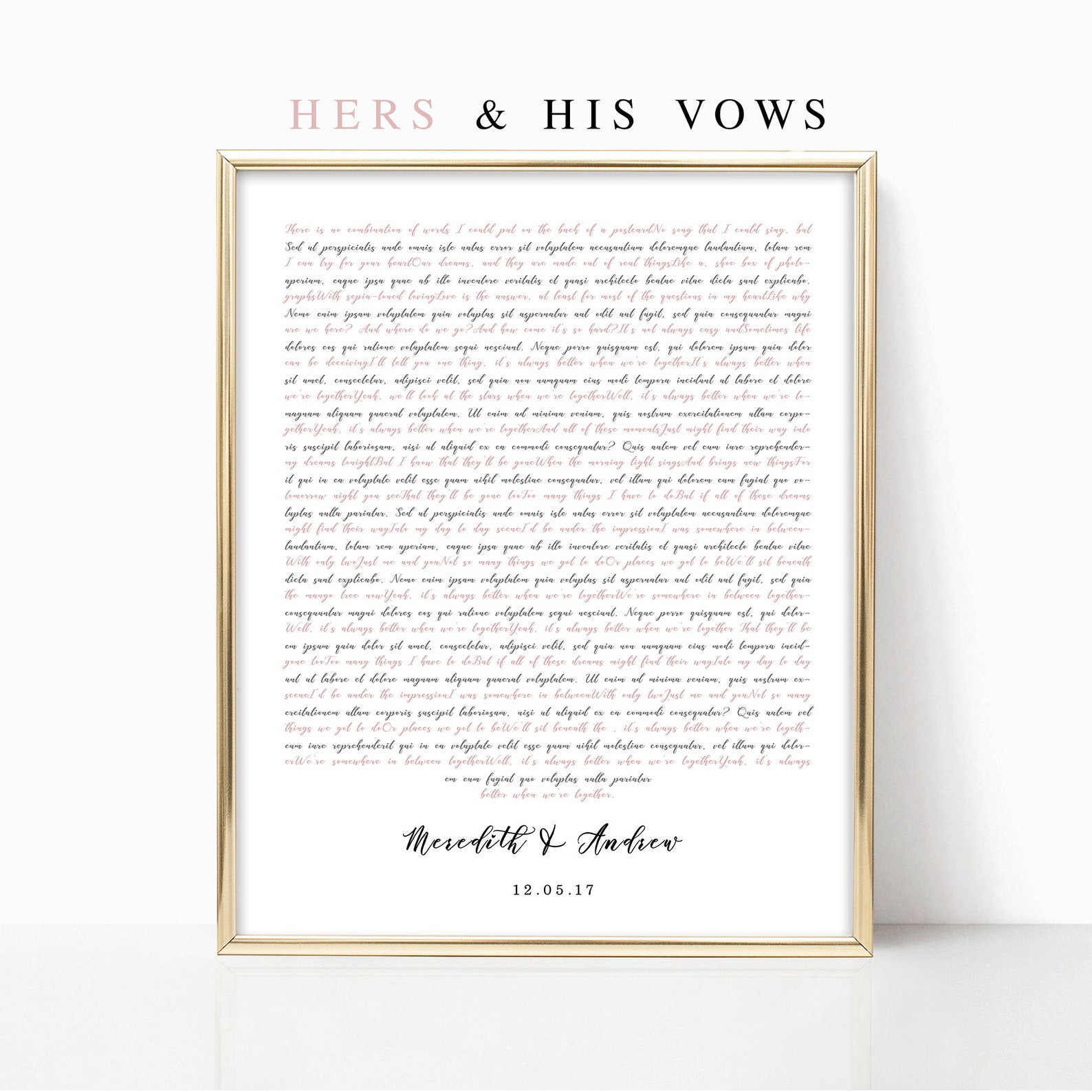 Vows Print Vows Framed Vows Keepsake Wedding Anniversary - Etsy