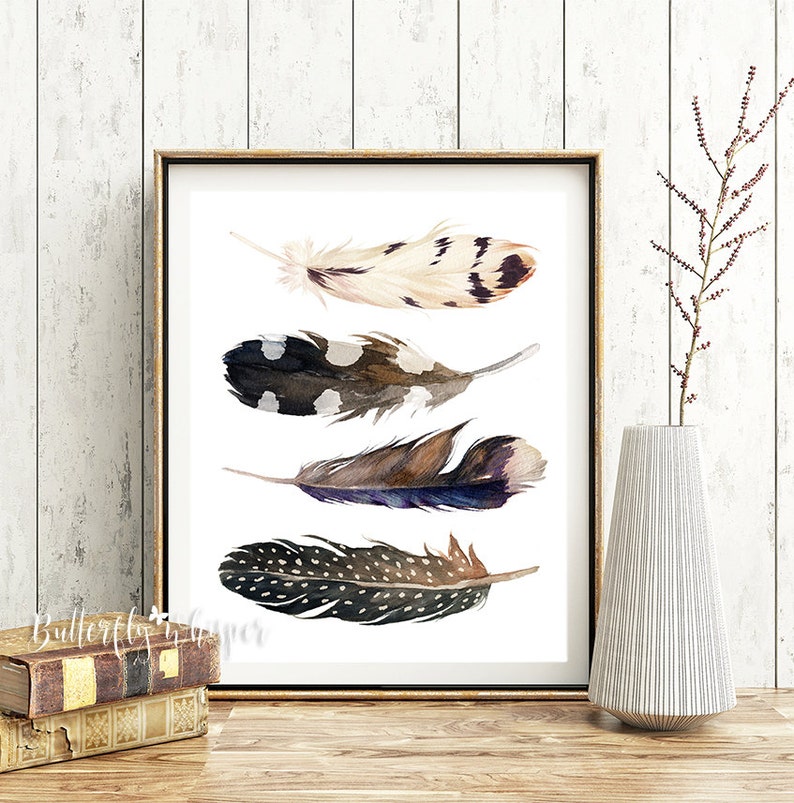 Boho Printable Feathers Printable Bohemian Wall Art Boho - Etsy