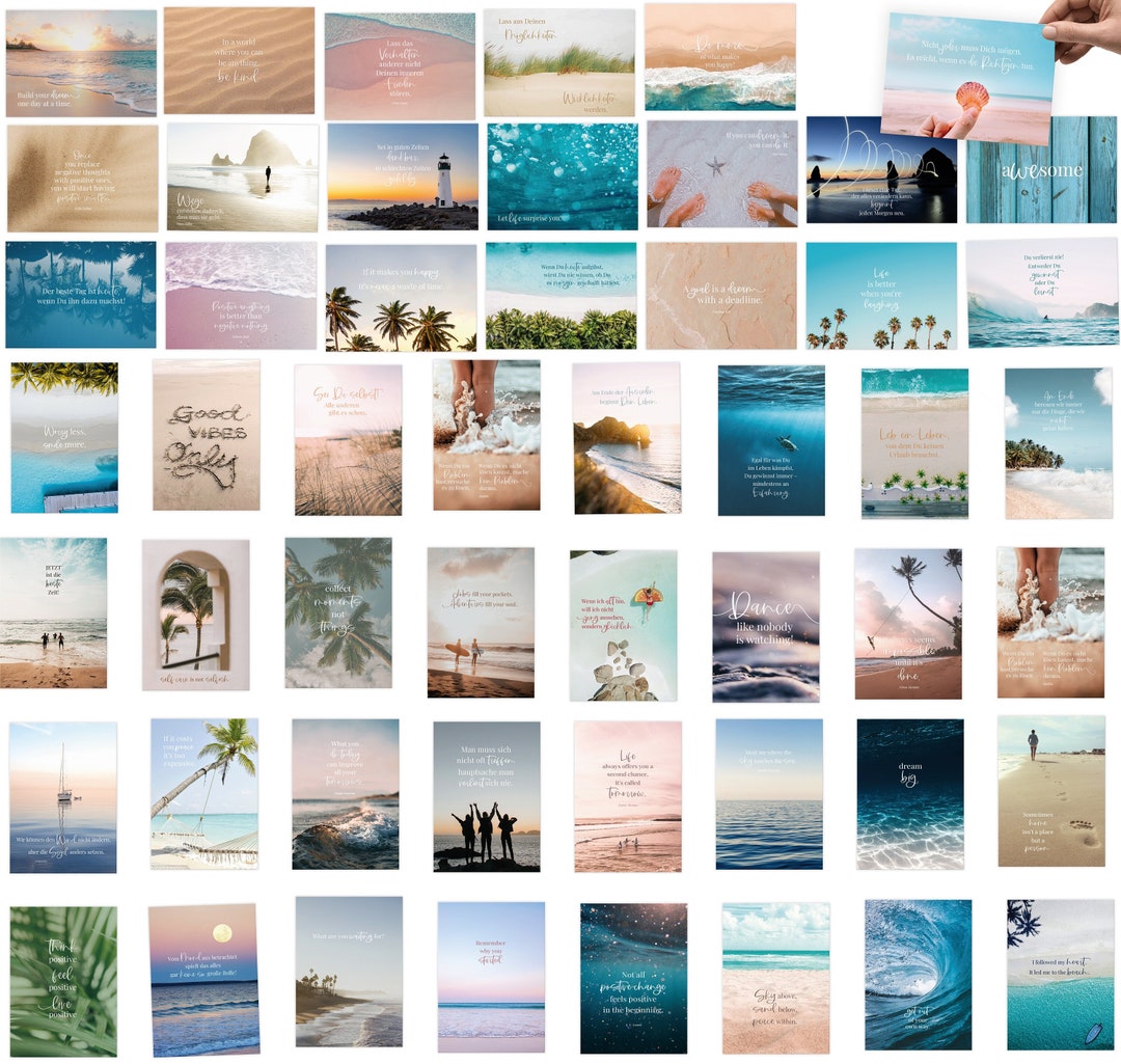 52 Postkarten Set: Sprüche Karten mit Meer Motiven. Kartenset als ...