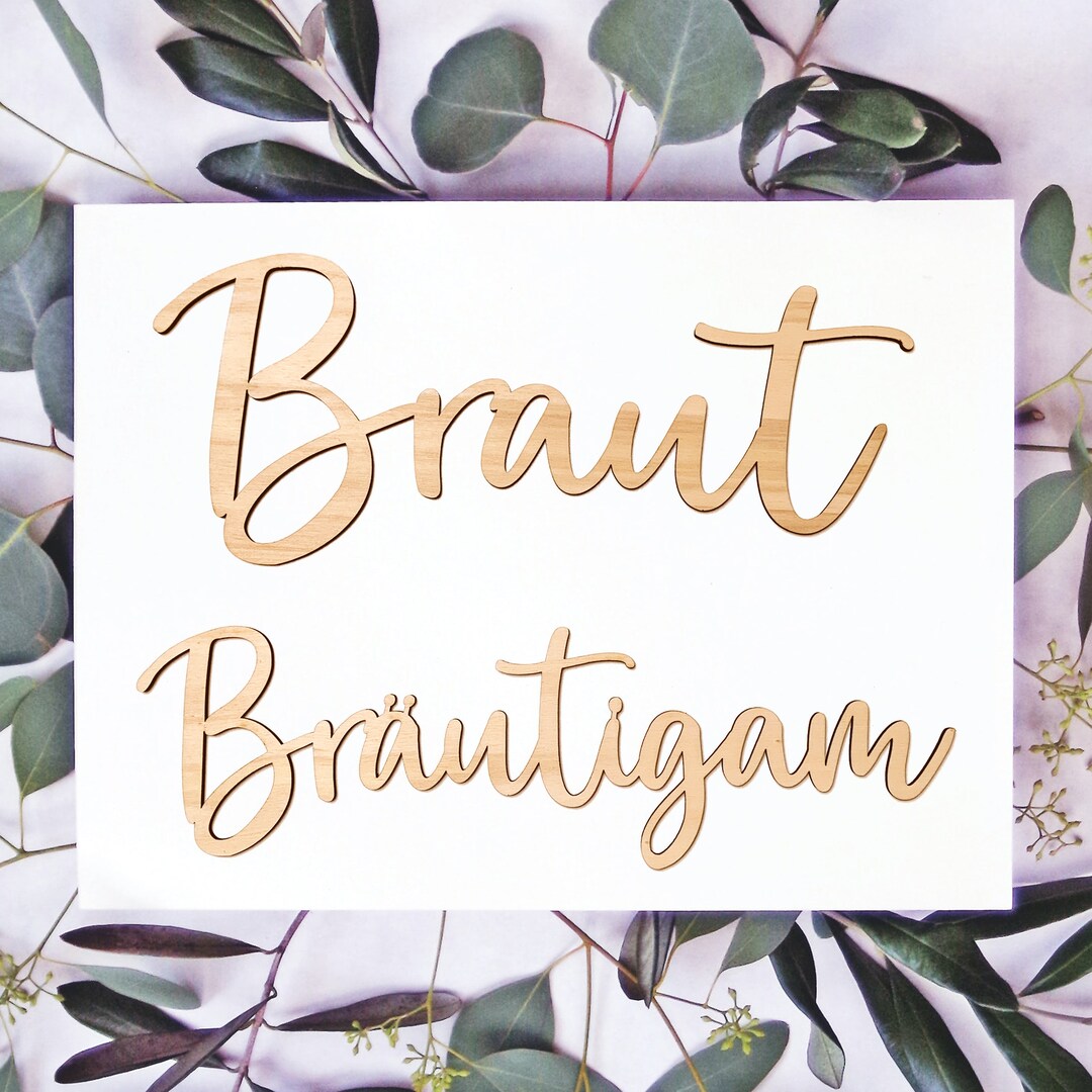 Braut & Bräutigam Schild Aus Holz deutsch Ca. 30 Cm Breit, 3 Mm Dick ...