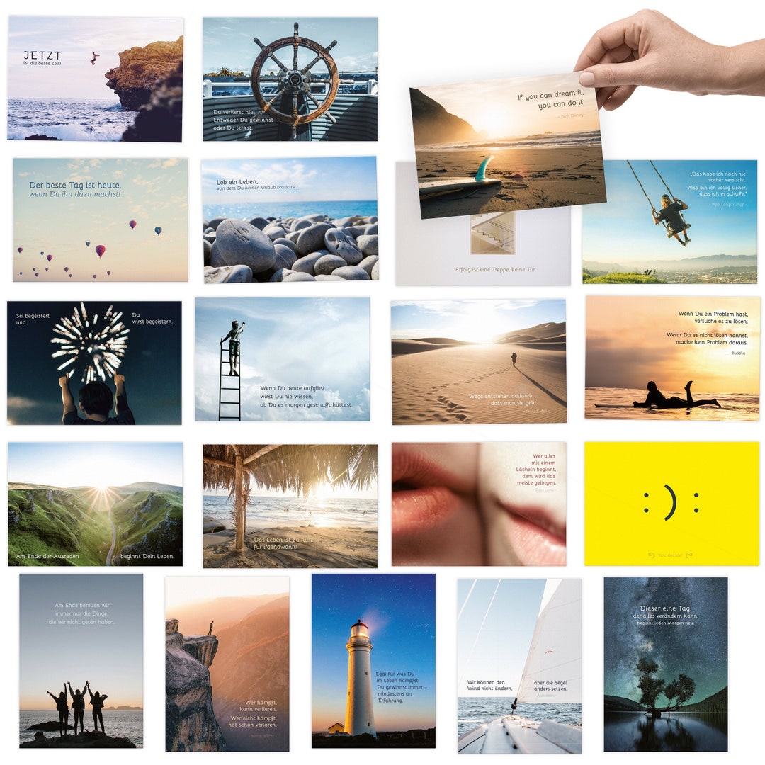 20 Postkarten Set: MOTIVATION Mit Sprüchen Und Zitaten Jede Postkarte ...