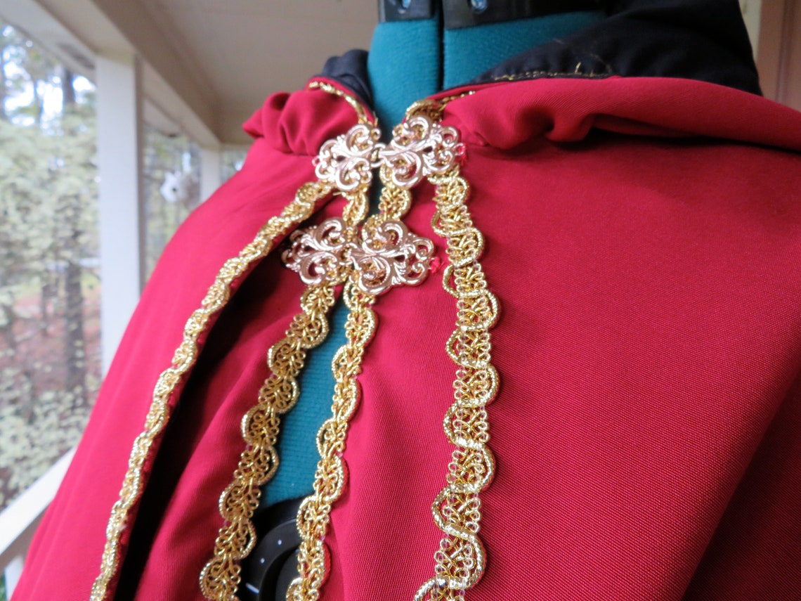 Custom Made Red and Gold Adult Cape With Caplet Cosplay | Etsy