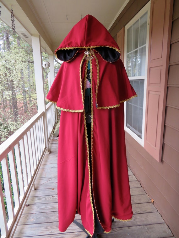Custom Made Red and Gold Adult Cape With Caplet Cosplay | Etsy