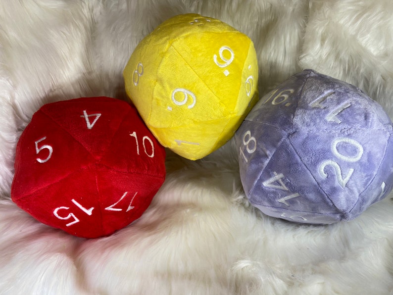 Handmade Embroidered D20 20 Sided Dice Plush Pillow or Stuffed Twenty ...