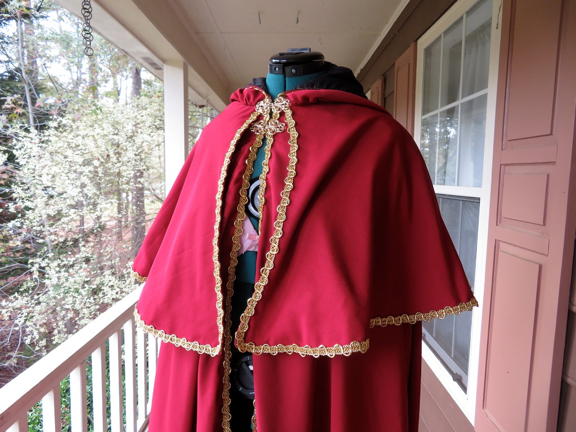 Custom Made Red and Gold Adult Cape With Caplet Cosplay | Etsy