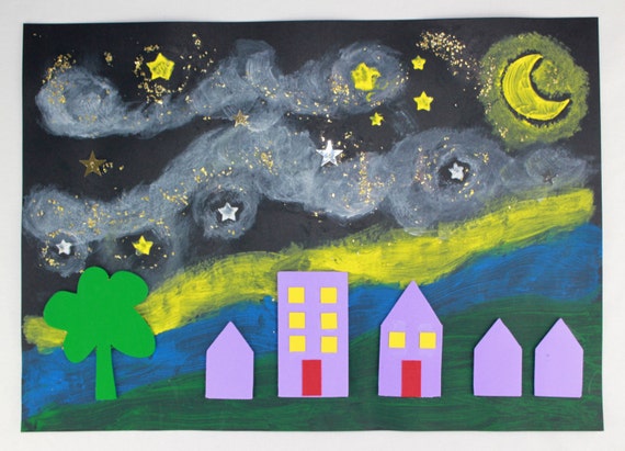 Night Scene Drawing For Kids