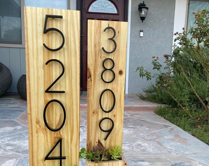 Modern Rustic House Numbers Address Sign With Planter - Etsy