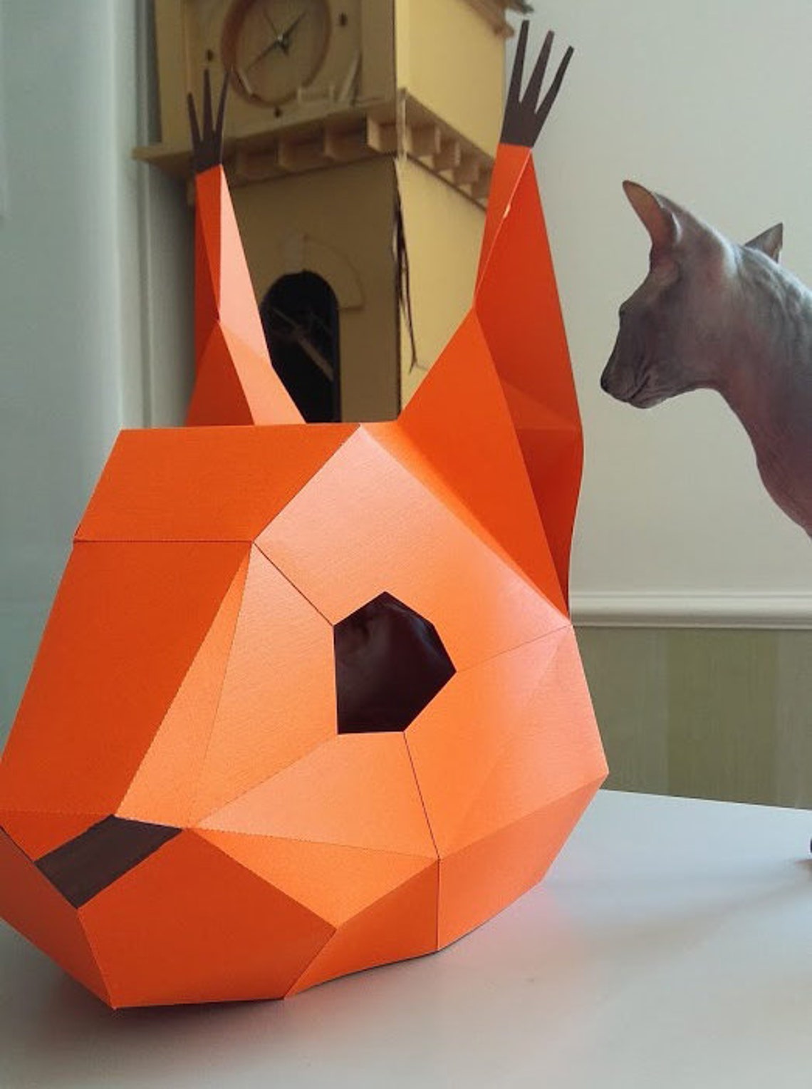 Squirrel Cute 3d Head Mask, DIY Layout, Digital Pattern for Papercraft ...