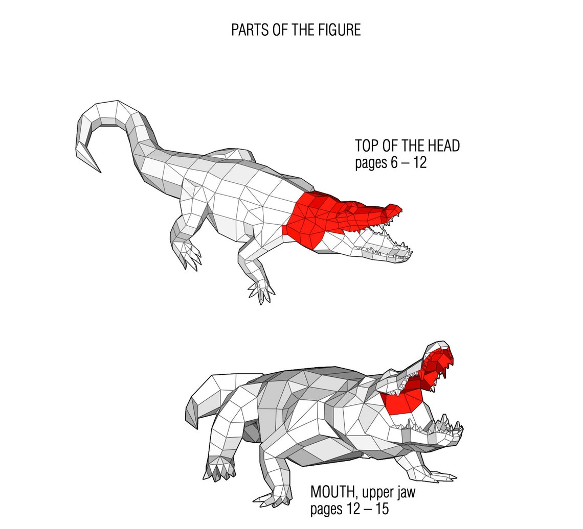Crocodile, Alligator, DIY PAPERCRAFT Low Poly 3d Model, Using This ...
