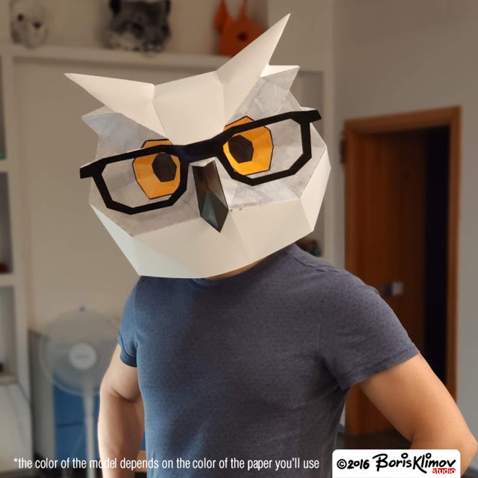 OWL With Glasses 3d Head Mask DIY Layout Digital Pattern - Etsy