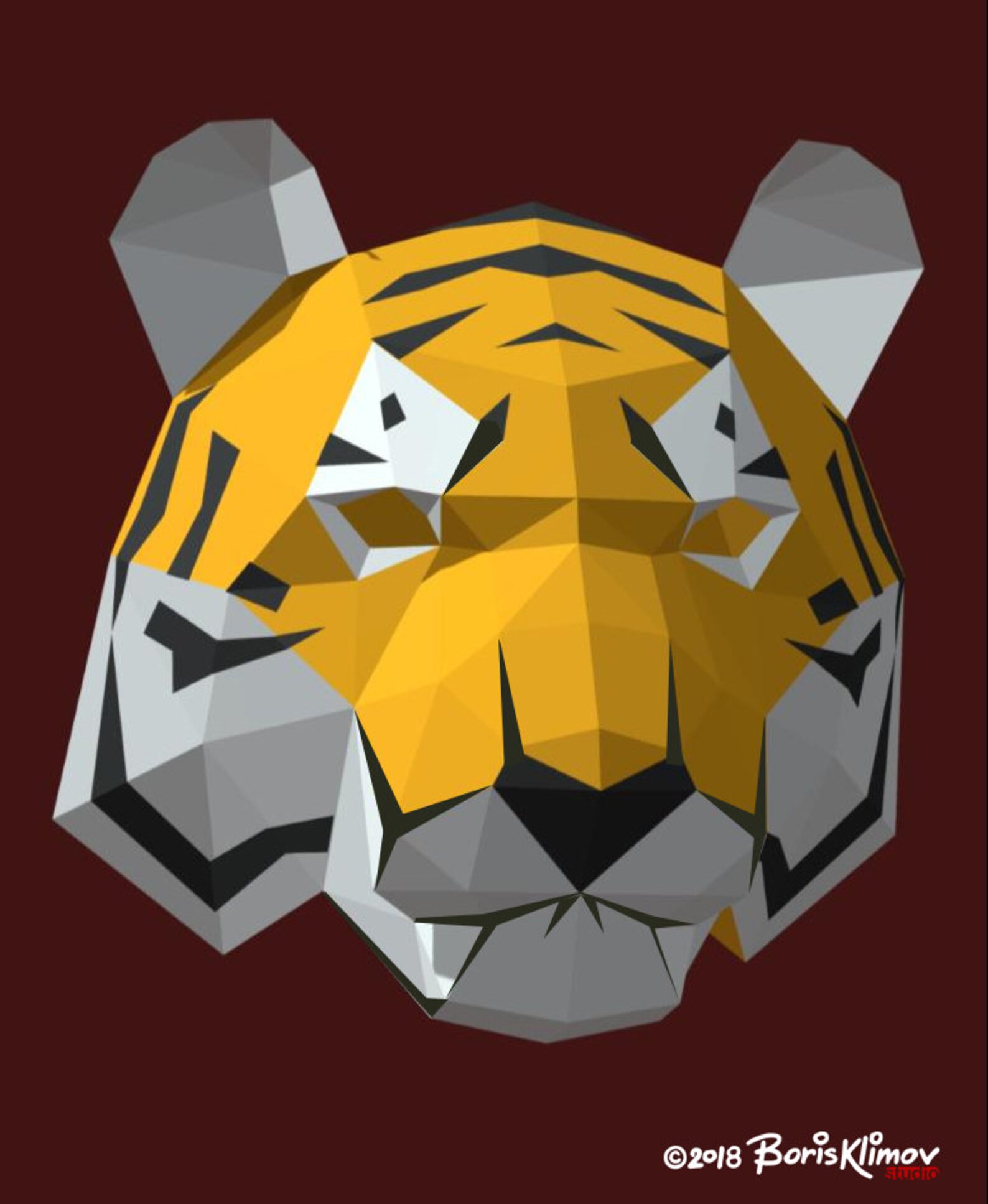 TIGER 3d head mask DIY layout digital pattern for | Etsy