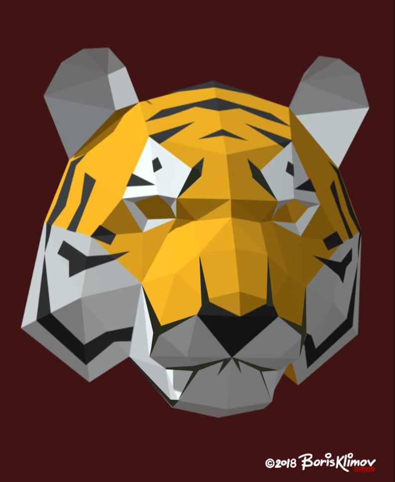 TIGER 3d Head Mask DIY Layout Digital Pattern for | Etsy