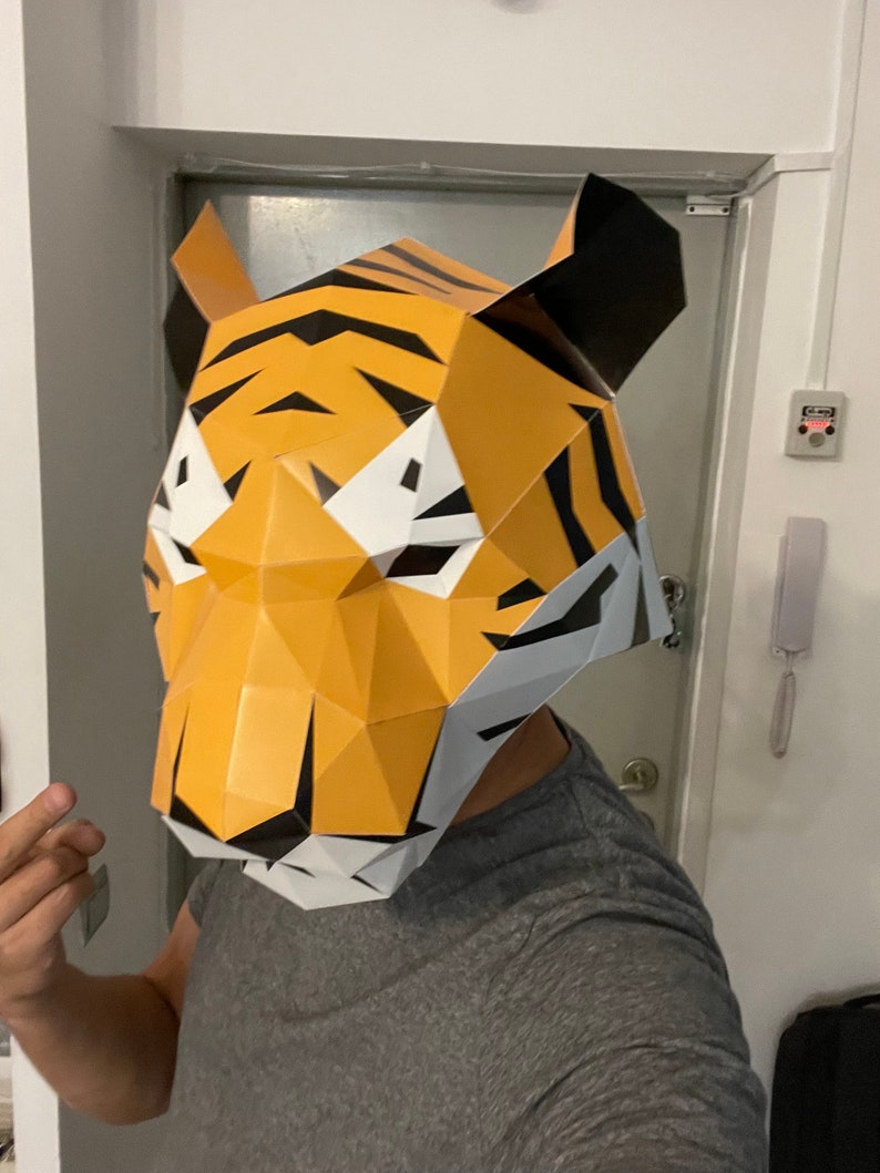 TIGER 3d Head Mask DIY Layout Digital Pattern for | Etsy