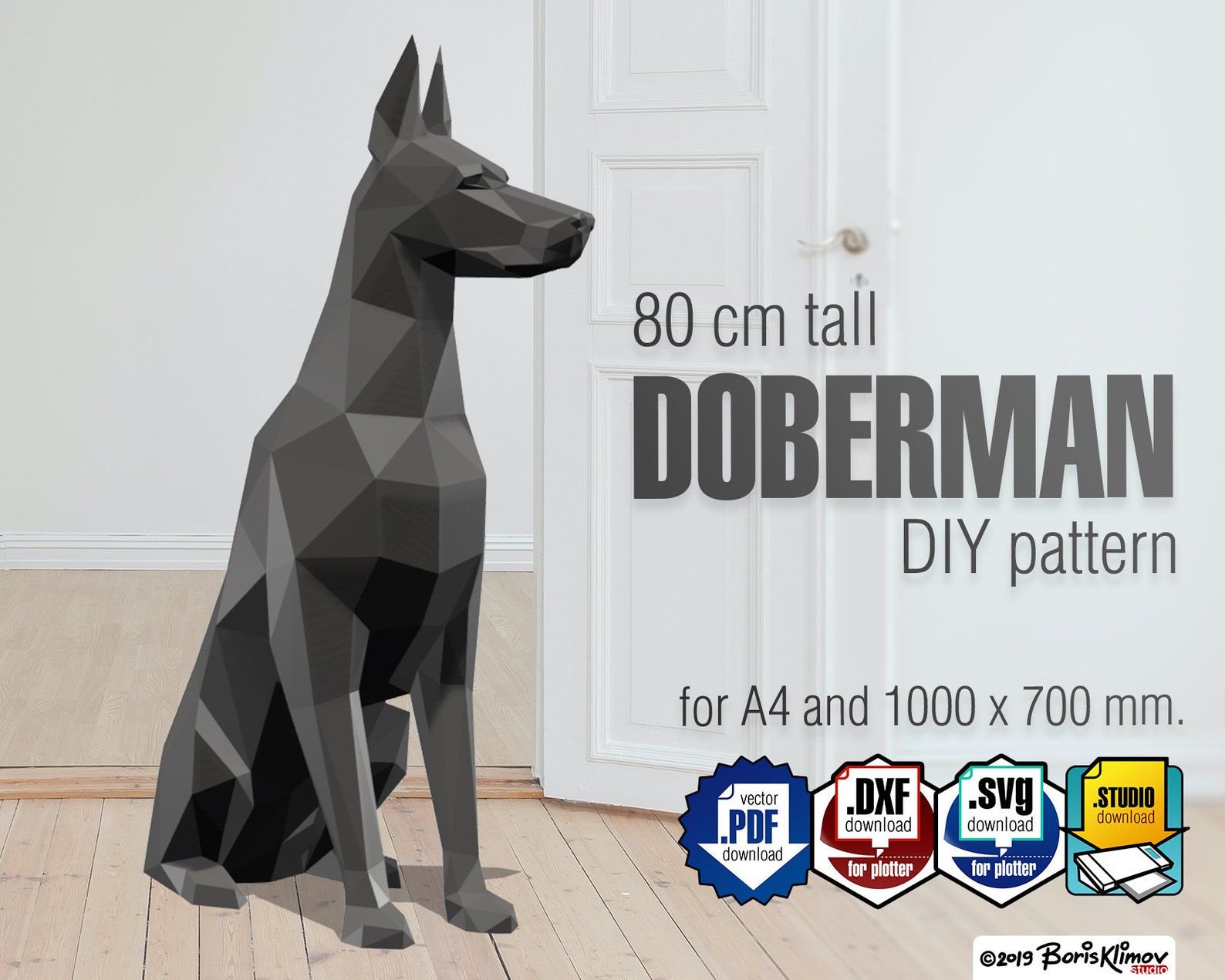 Doberman 3d Paper Sculpture DIY Layout Digital Pattern for | Etsy