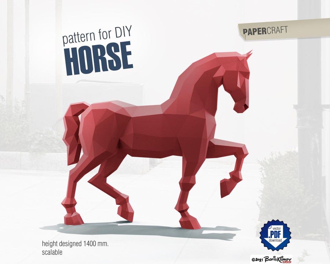 Horse 3D Paper Model - DIY Printable Plan (PDF) - Etsy