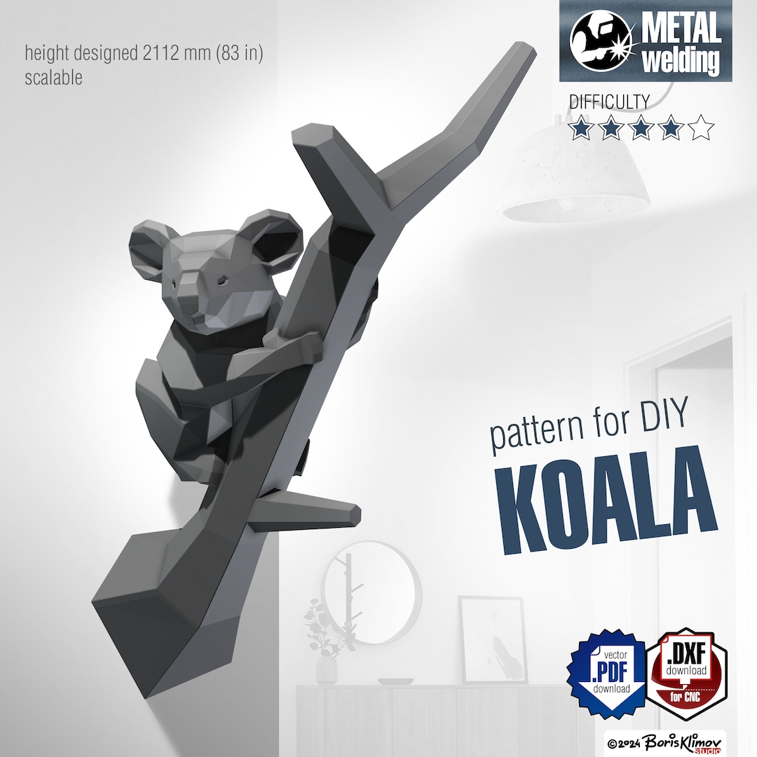 Koala on a Tree Branch! Weld It Yourself With Digital Plan for Metal ...