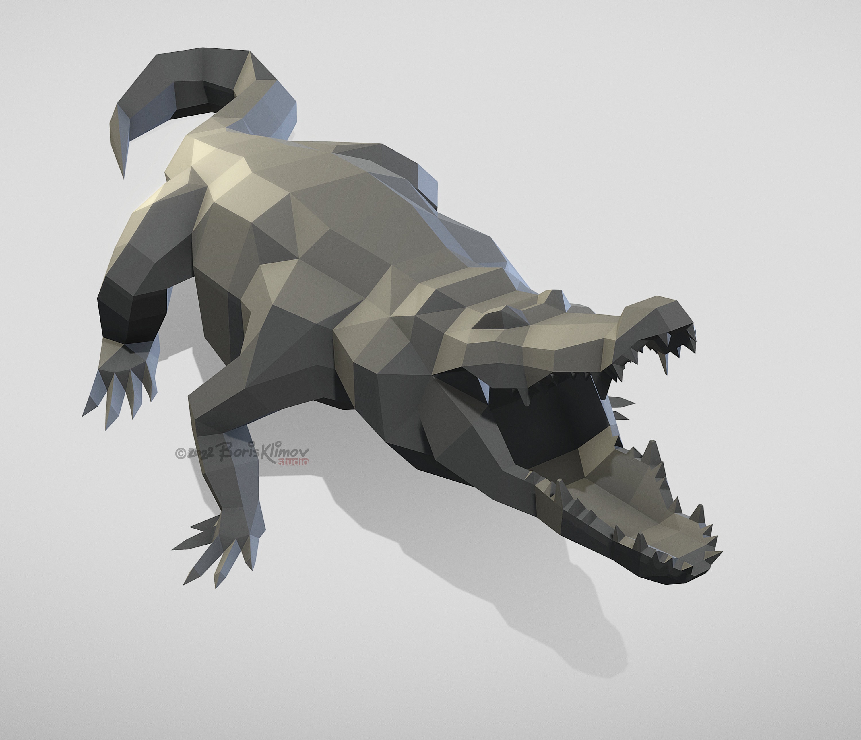 Crocodile, Alligator, DIY Metal Welding Low Poly 3d Model, Digital ...
