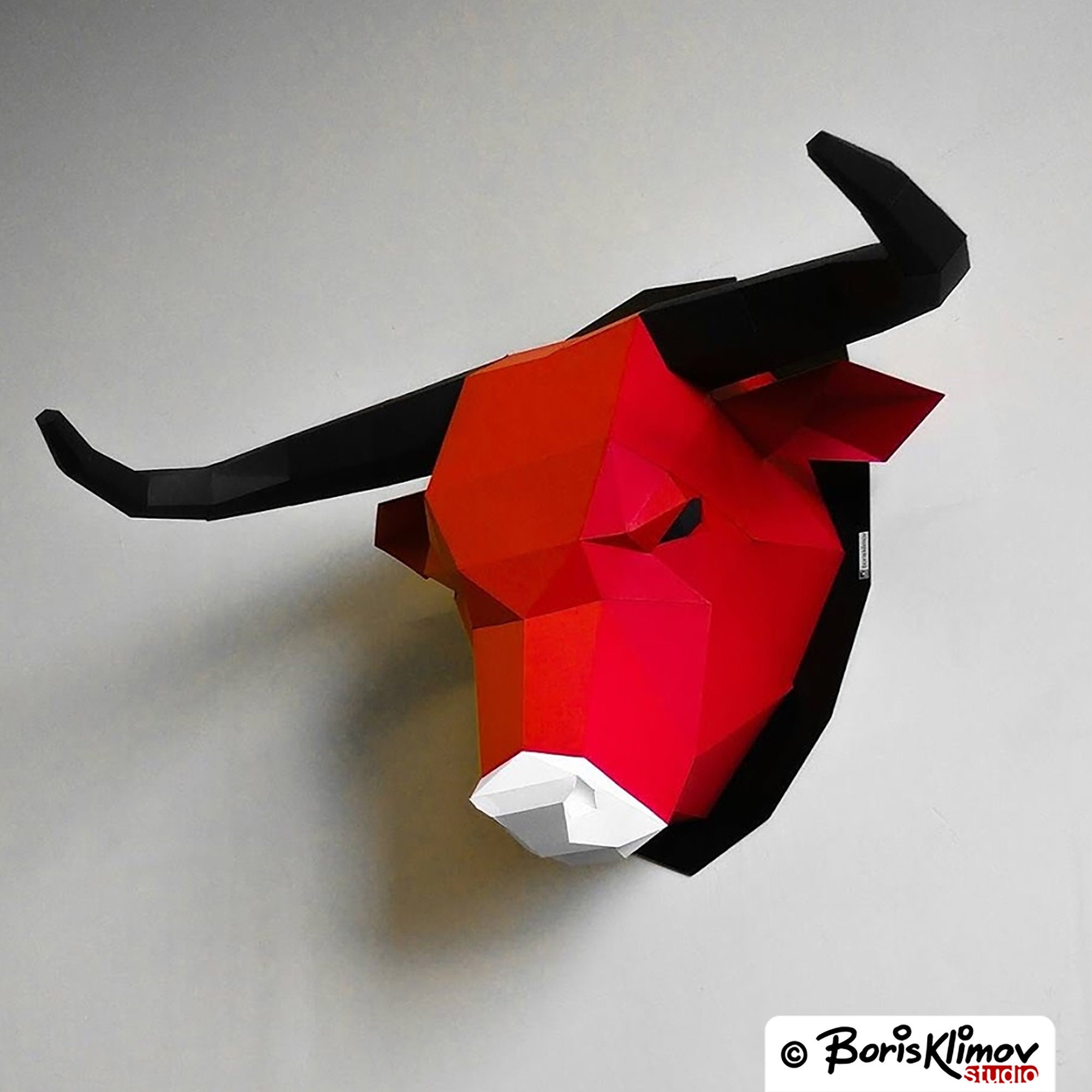 Bull Trophy Head 3d Model DIY Layout Pattern for Paper - Etsy