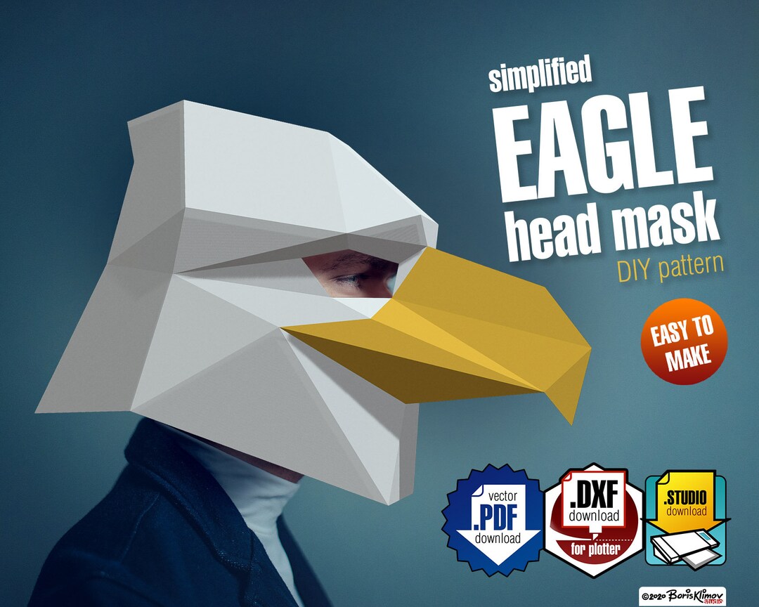Eagle, Berkut Simple DIY 3d Paper Head Mask Pattern, Digital Layout. - Etsy