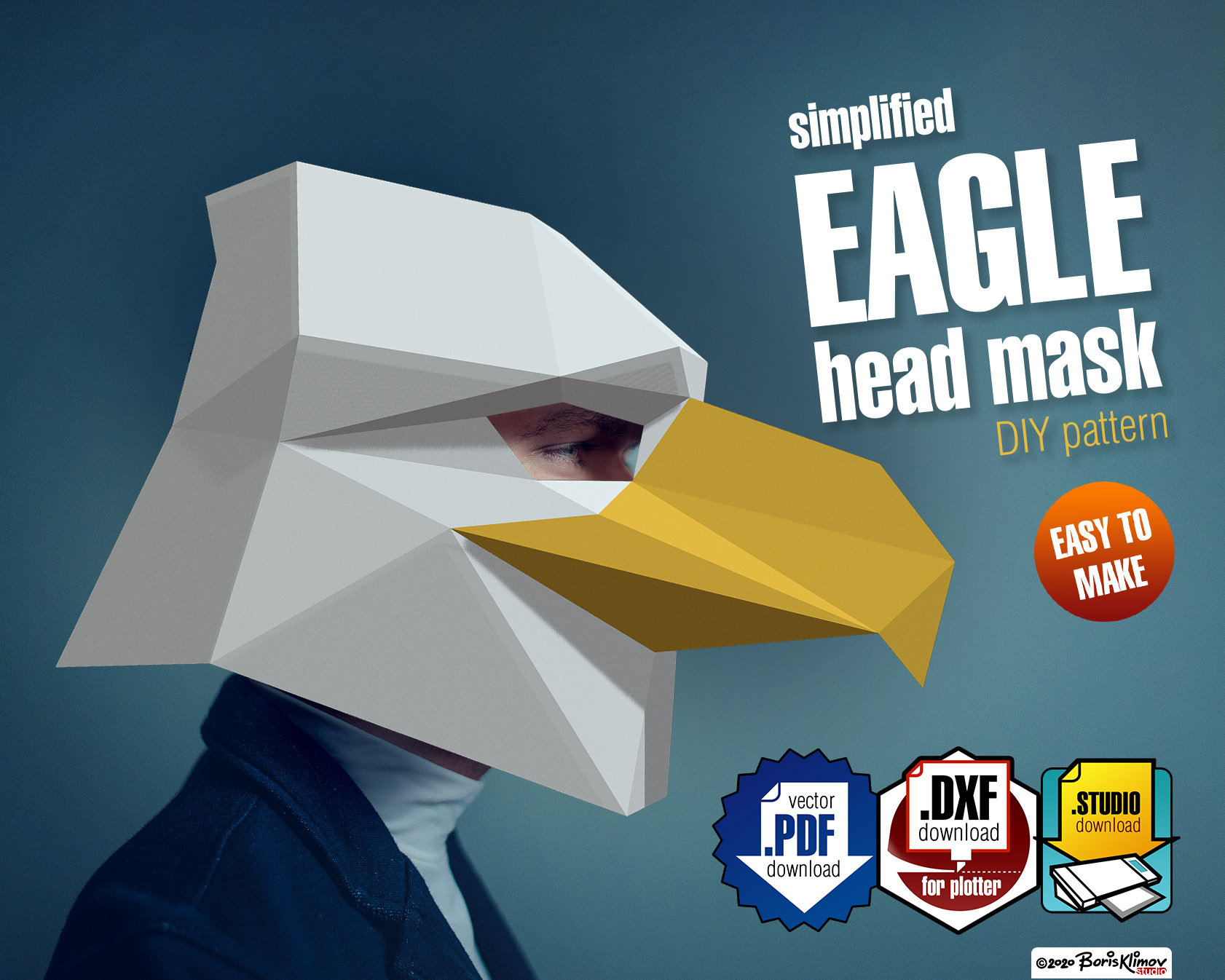 Eagle Berkut Simple DIY 3d Paper Head Mask Pattern Digital - Etsy