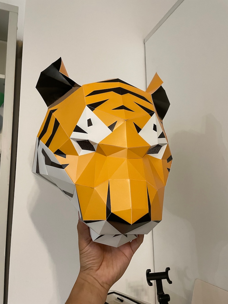 TIGER 3d Head Mask DIY Layout Digital Pattern for | Etsy
