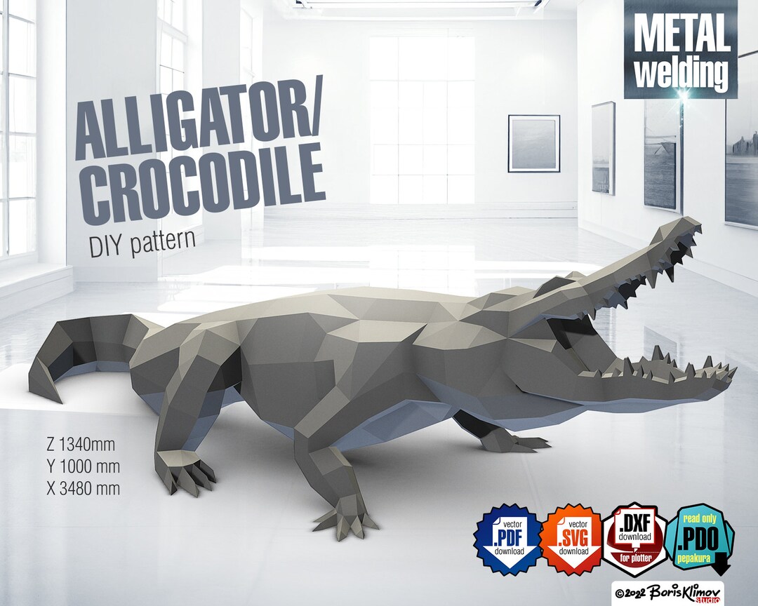 Crocodile, Alligator, DIY Metal Welding Low Poly 3d Model, Digital ...