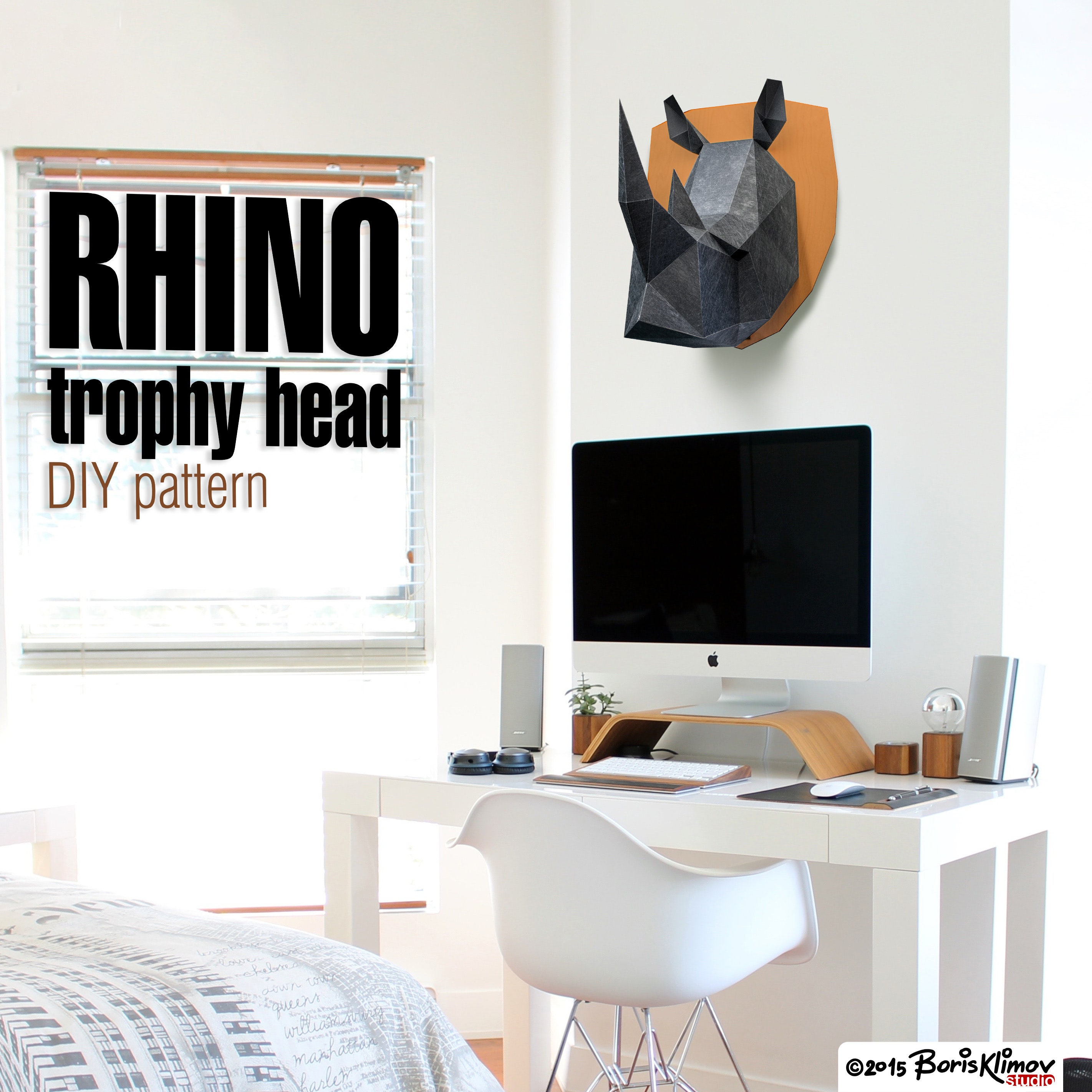 Rhino 3d Trophy Head DIY Layout Digital Pattern for - Etsy