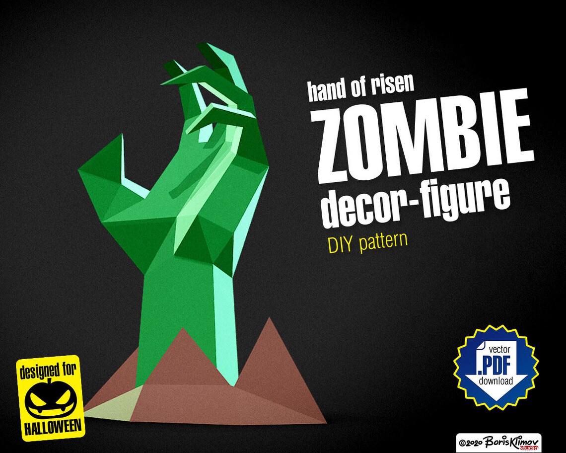 Zombie Hand Halloween Paper Decoration DIY Papercraft | Etsy