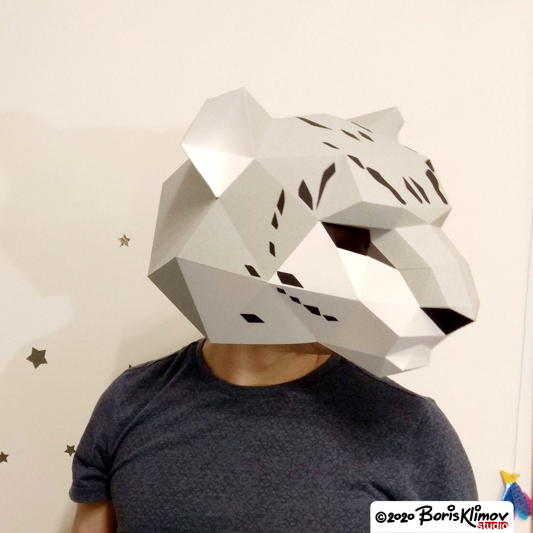 Snow Leopard Papercraft 3d DIY Paper Mask, DIY Layout, Digital Pattern ...