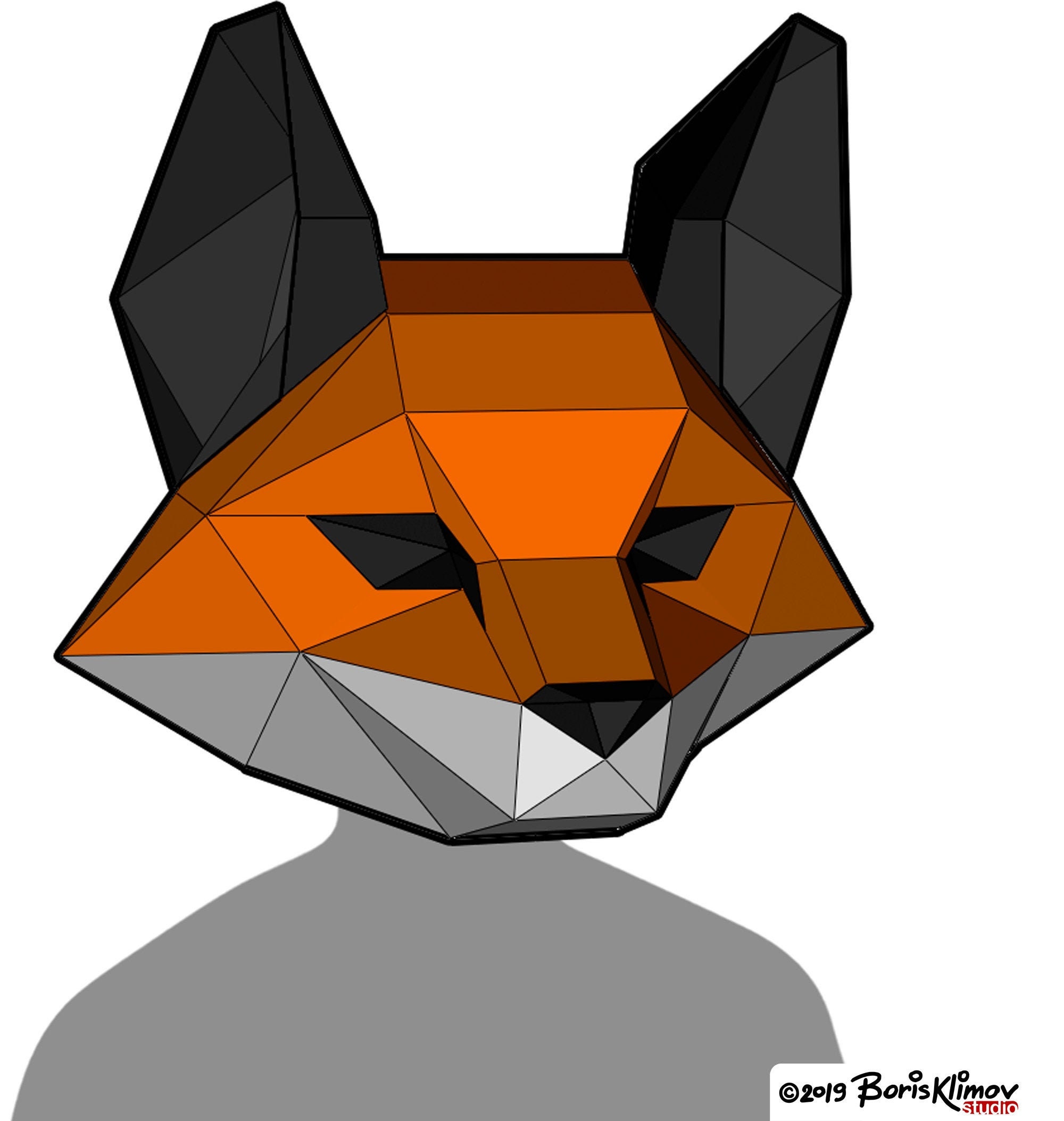 Fox 3d Paper Mask, DIY Layout, Digital Papercraft Pattern for ...