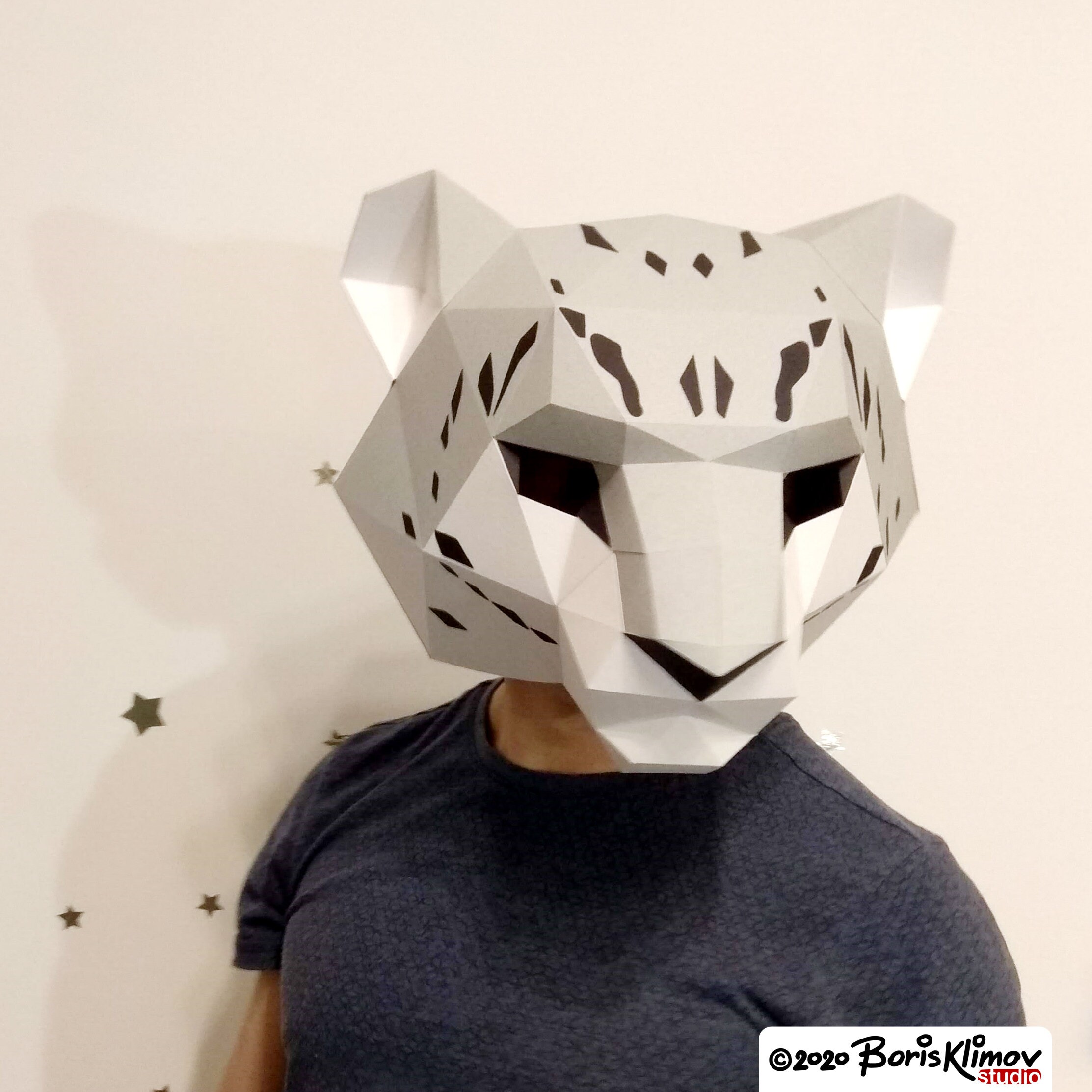 Snow Leopard Papercraft 3d DIY Paper Mask DIY Layout Digital | Etsy