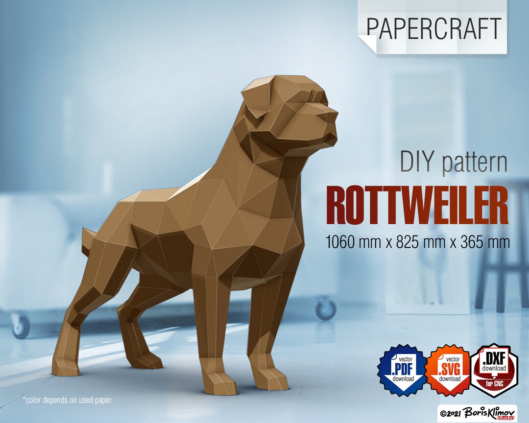 Rottweiler DIY Papercraft Low Poly 3d Model - Digital Pattern. Pdf ...