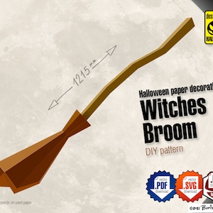 Witches Broom. Halloween 3d Paper Props, DIY Papercraft Layout, Digital ...