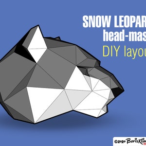Snow Leopard Papercraft 3d DIY Paper Mask, DIY Layout, Digital Pattern ...