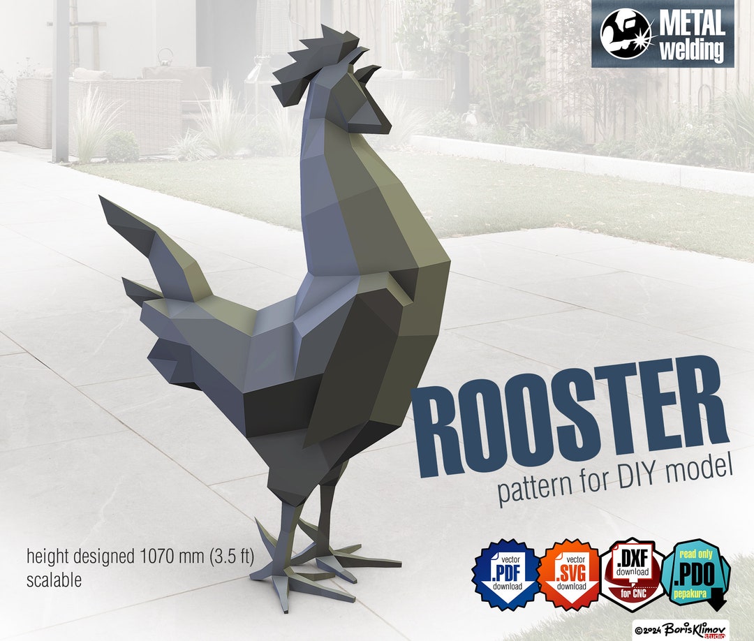 Rooster Weld It Yourself With Digital Plan for Metal. Set of Digital ...