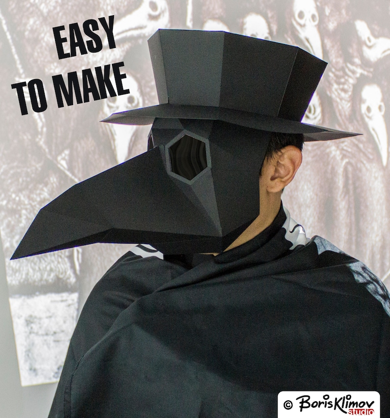 Plague Doctor Mask With Hat DIY 3d Paper Craft Digital - Etsy