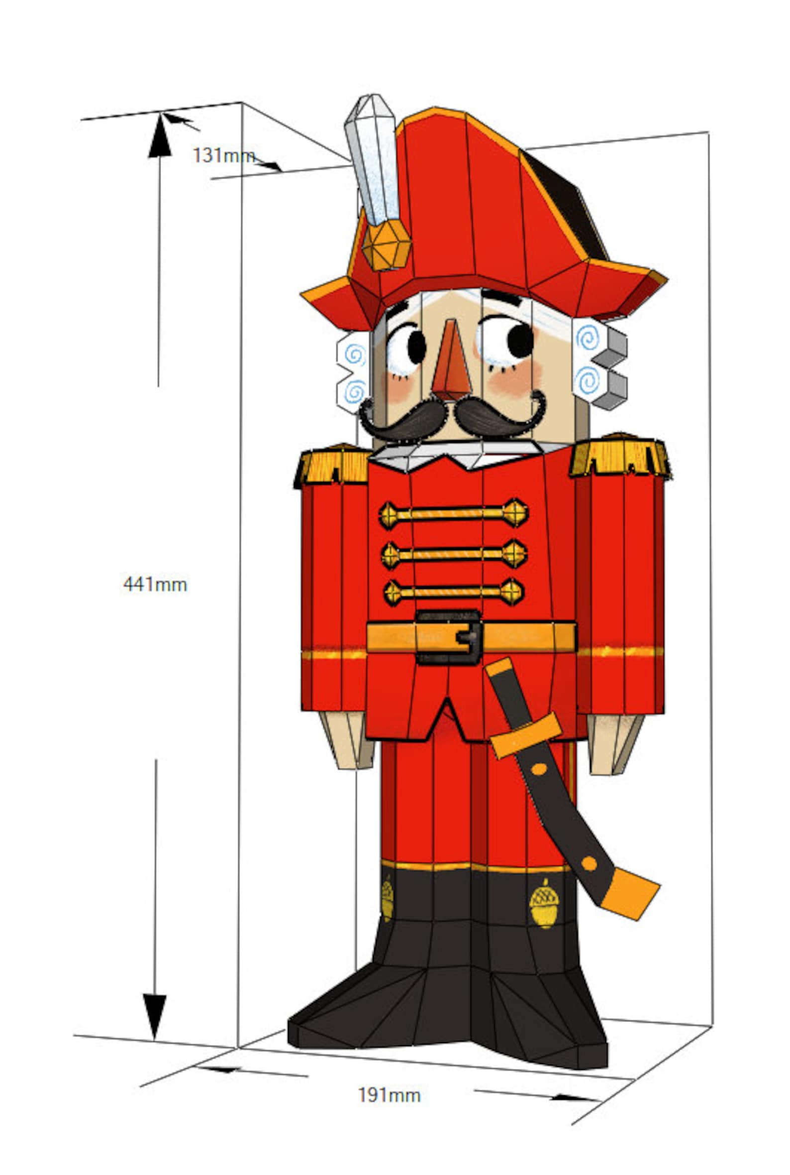 Nutcracker Standing Christmas DIY 3d Decor Papercraft - Etsy