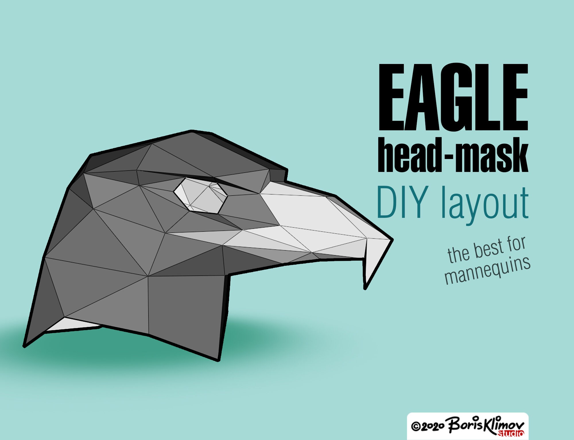 Eagle 3d Head Mask, DIY Layout, Digital Pattern for Papercraft. Model ...