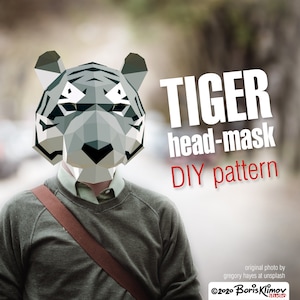 TIGER 3d Head Mask, DIY Layout, Digital Pattern for Papercraft. Model ...