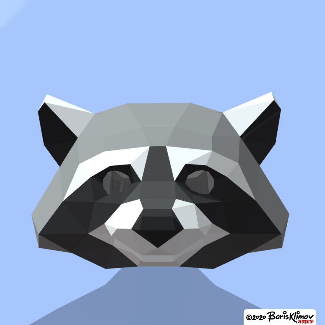 Raccoon DIY 3d Paper Head Mask Pattern Digital Layout | Etsy