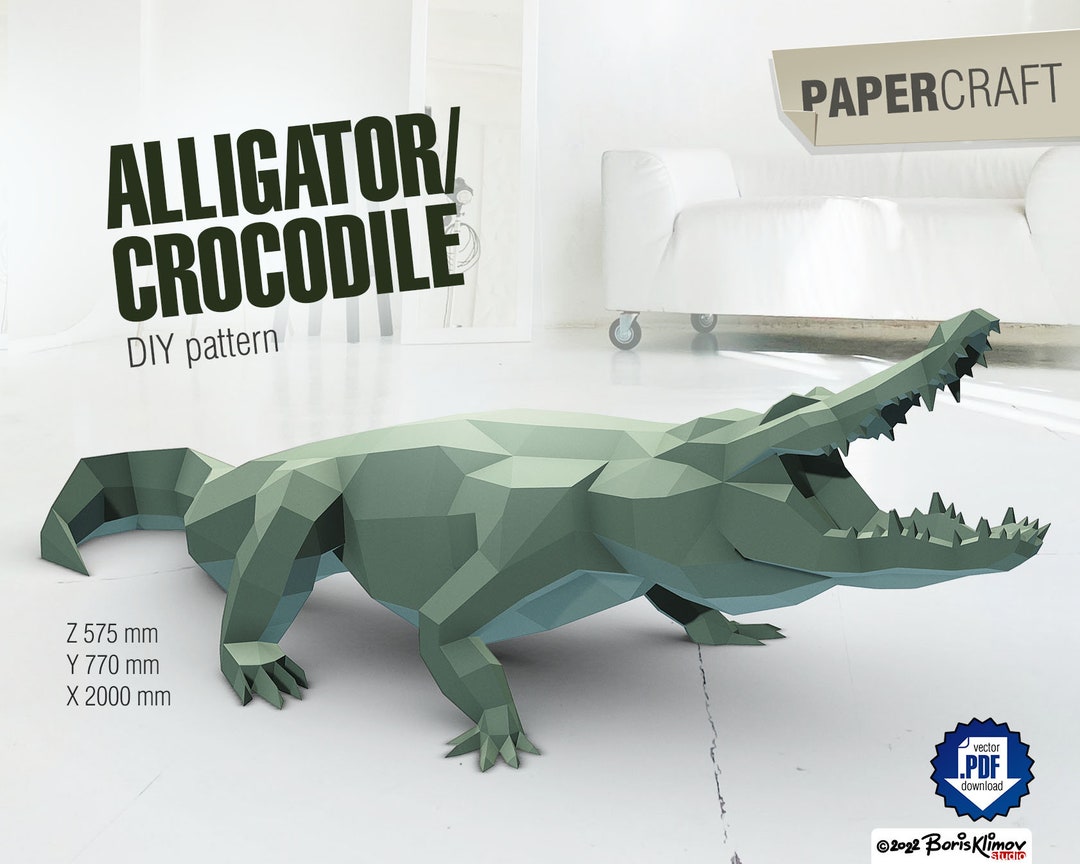 Crocodile, Alligator, DIY PAPERCRAFT Low Poly 3d Model, Using This ...
