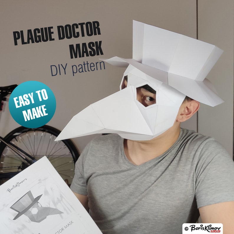 Plague Doctor Mask With Hat DIY 3d Paper Craft Digital - Etsy