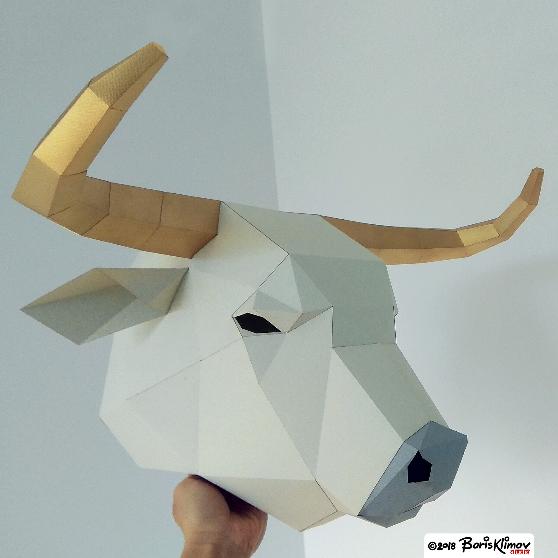 BULL 3d Head Mask, DIY Layout, Digital Pattern for Papercraft. Model ...