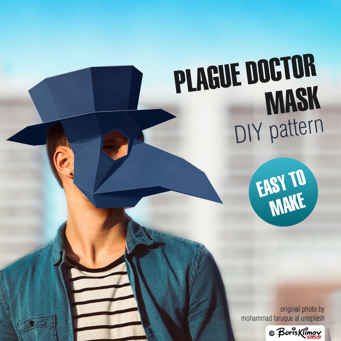 Plague Doctor Mask With Hat DIY 3d Paper Craft Digital - Etsy